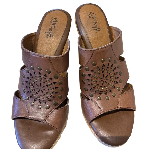Eurosoft | Shoes | Brown Leather Mules With Perforated Design | Poshmark